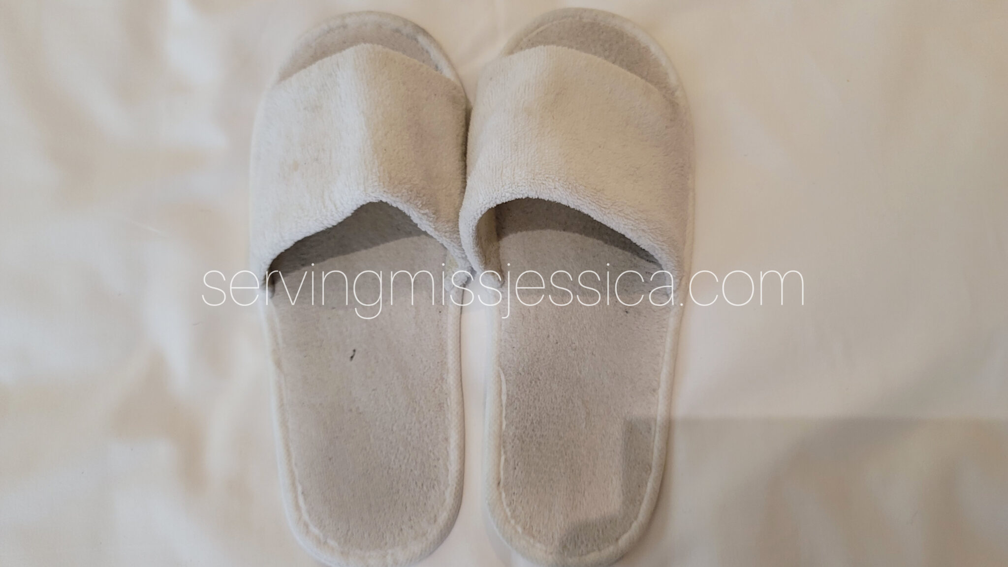 Worn out hotel slippers - Mistress Jessica